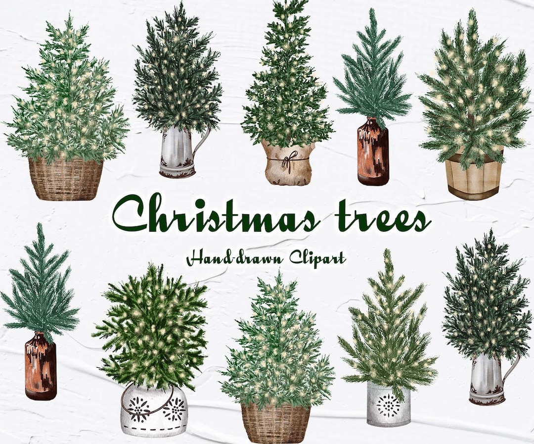 Christmas Tree Watercolor Clipart. Watercolor Pine Tree Clipart ...