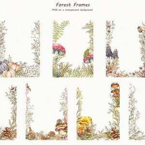 Forest Frames Clipart. Mushroom Watercolor Clipart. Mushrooms. Autumn ...
