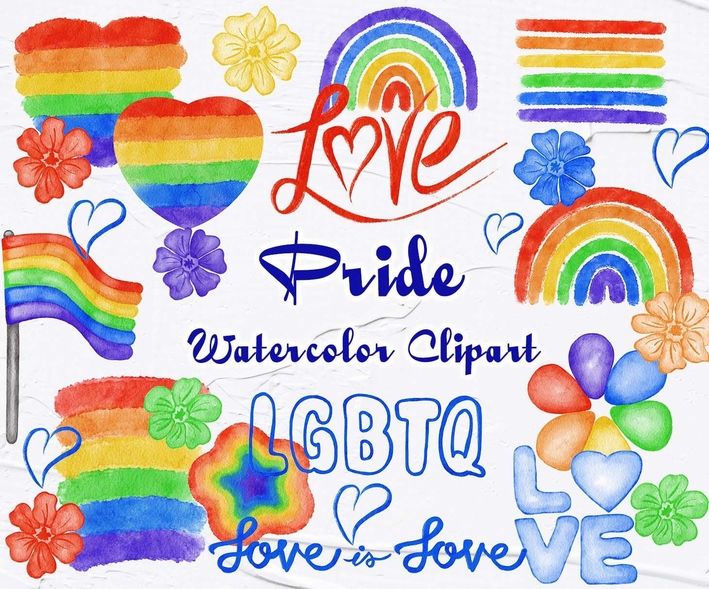 Pride Watercolor Clipart. Pride LGBTQ Clipart. Pride Month | Etsy