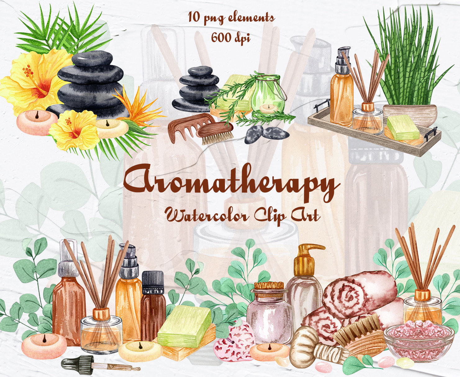 Aromatherapy Watercolor Clipart. Watercolor Spa Clipart. | Etsy