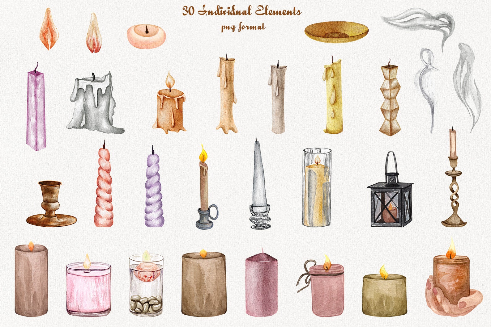 Candles Watercolor Clipart. Halloween Candles. Vintage Candles | Etsy