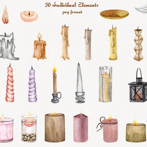 Candles Watercolor Clipart. Halloween Candles. Vintage Candles Clipart ...
