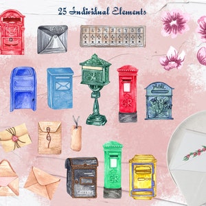 Mailbox Watercolor Clipart. Vintage Letter Box. Post Clipart. Mail ...