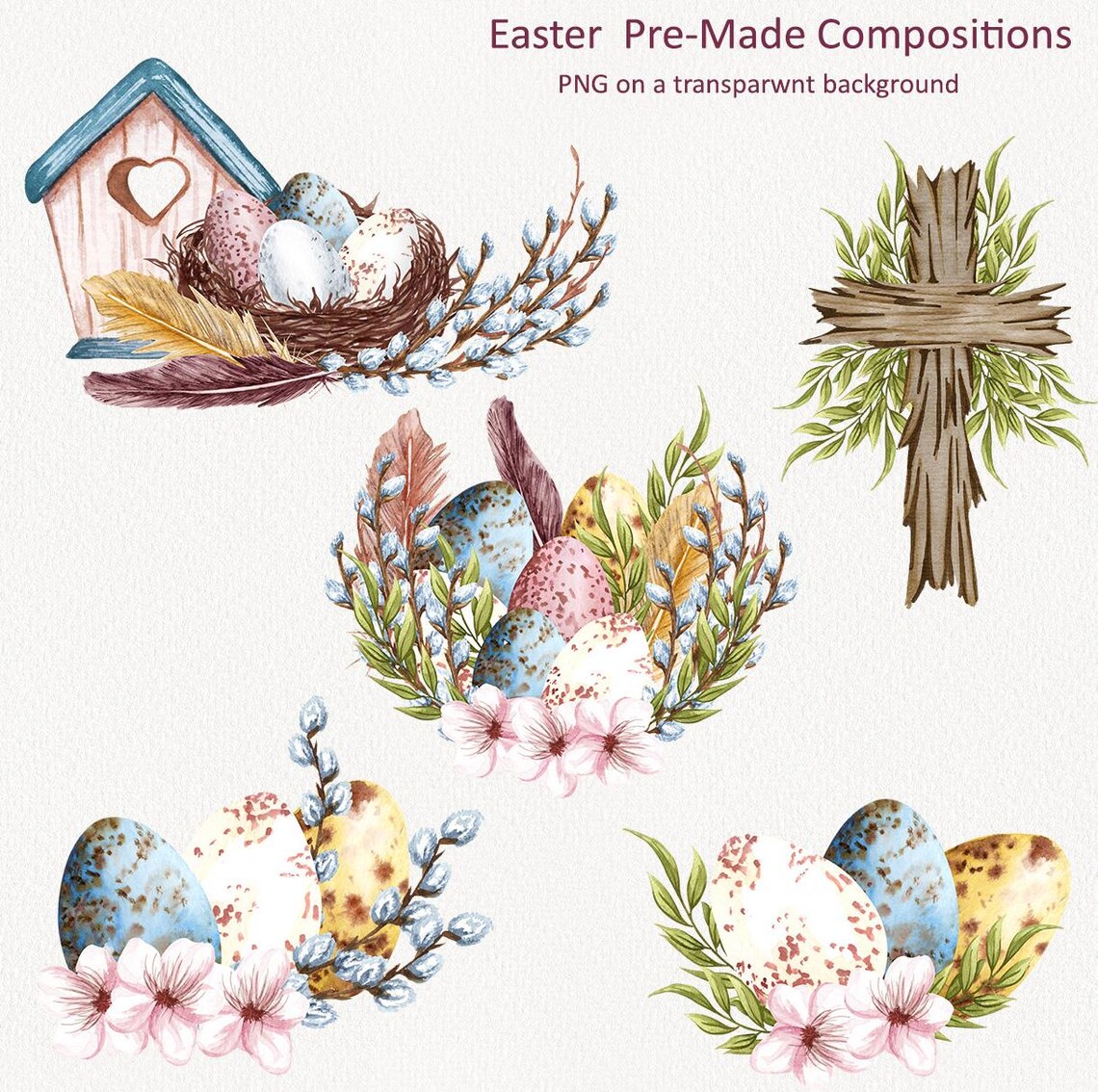 Easter Watercolor Clipart. Farmhouse Easter. Spring Decor . Watercolor ...