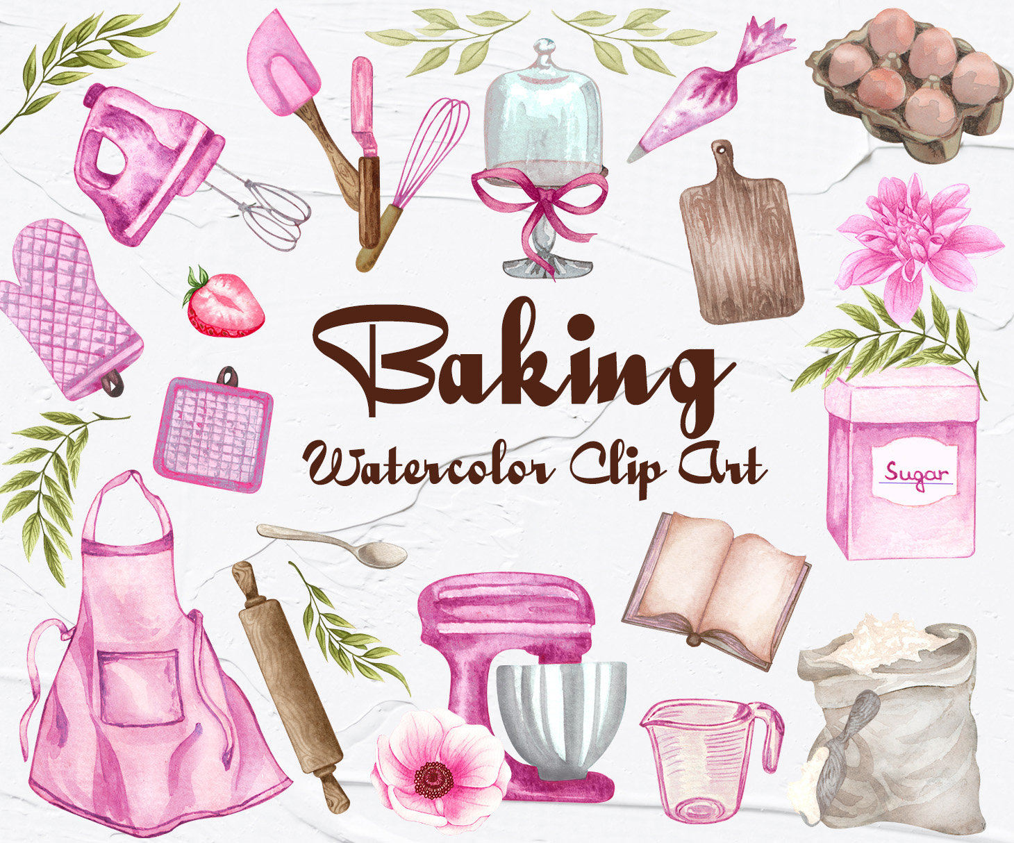 Watercolor Baking Clipart. Baking Supplies Illustration. | Etsy