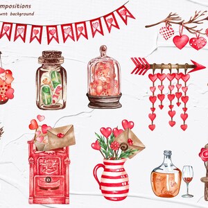 Valentine's Watercolor Clipart. Watercolor Love Clipart. Valentine's ...