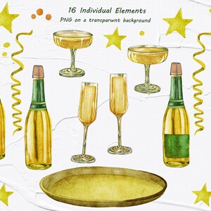 Champagne Watercolor Clipart. Watercolor White Champagne Clipart ...