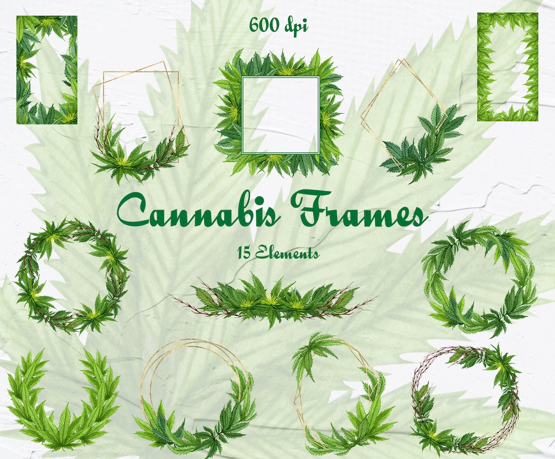 Cannabis Frames Clipart, Hemp Wreath Clip Art, Marijuana Clipart ...