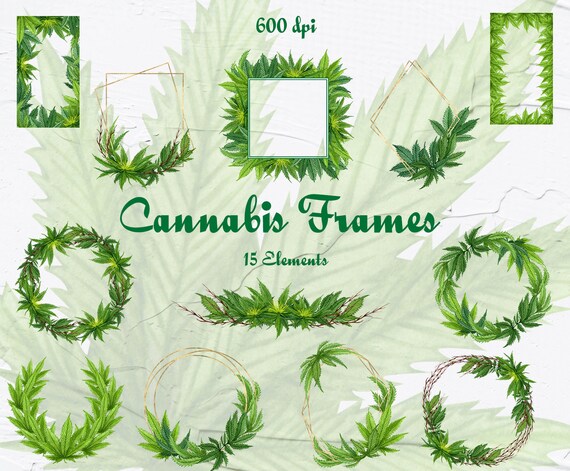 Cannabis Frames Clipart Hemp Wreath Clip Art Marijuana - Etsy