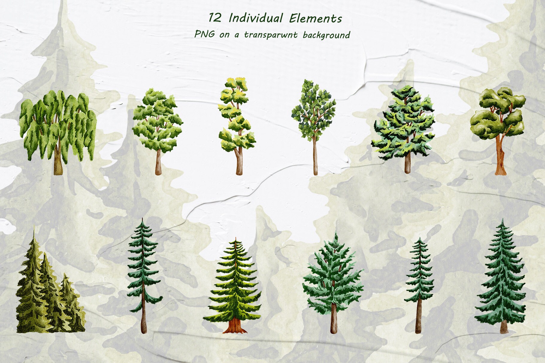 Forest Trees Clipart. Tree Watercolor Clipart. Woodland - Etsy UK