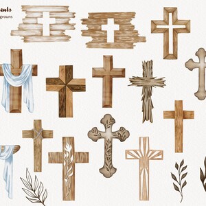 Wooden Cross Clipart. Easter Cross Clipart. Watercolor Crosses Clipart ...