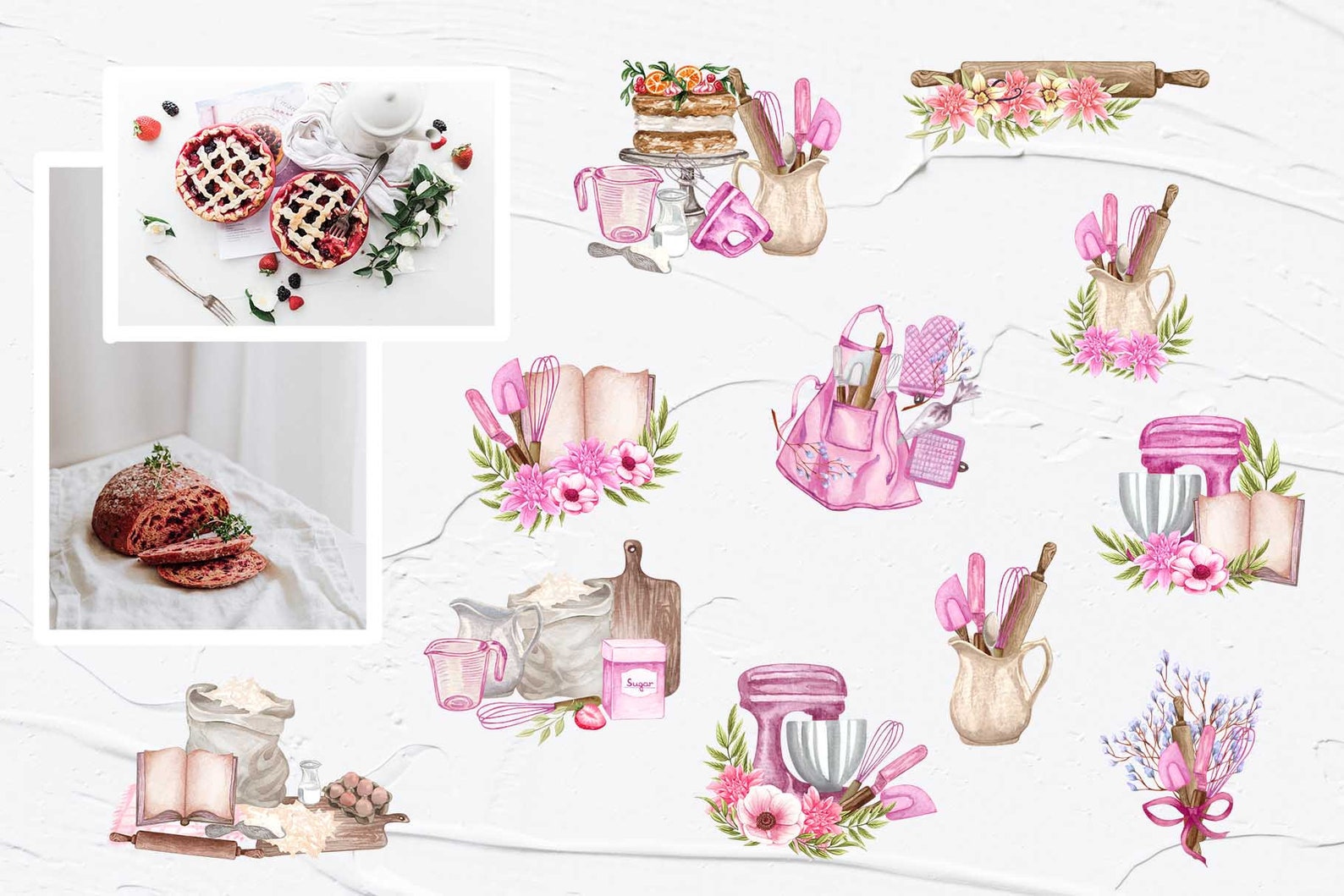 Baking Watercolor Clipart. Baking Supplies Illustration. - Etsy