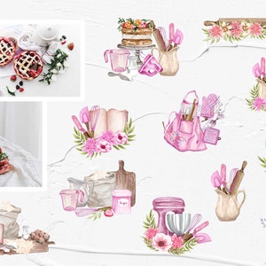 Baking Watercolor Clipart. Baking Supplies Illustration. Watercolor ...