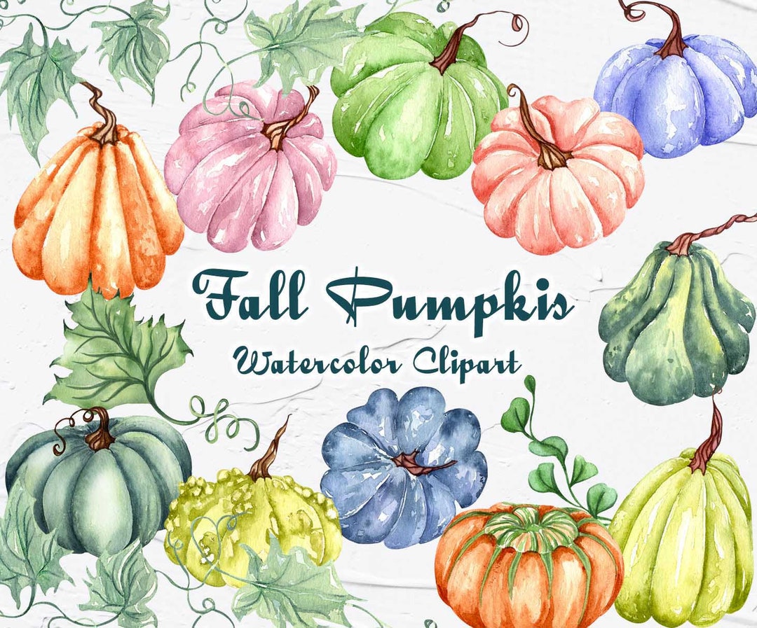 Pumpkin Watercolor Clipart. Thanksgiving Clipart. Autumn Clipart ...