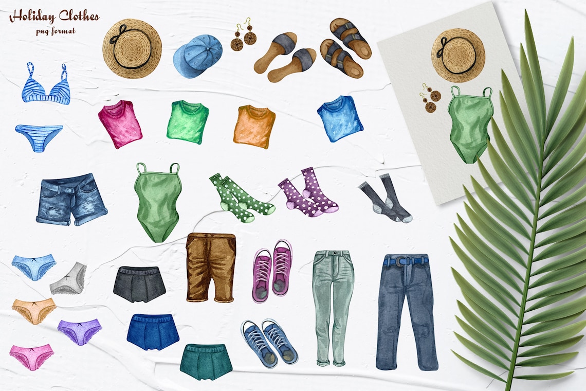 Travel Watercolor Clipart. Summer Holiday Vacation Clipart | Etsy