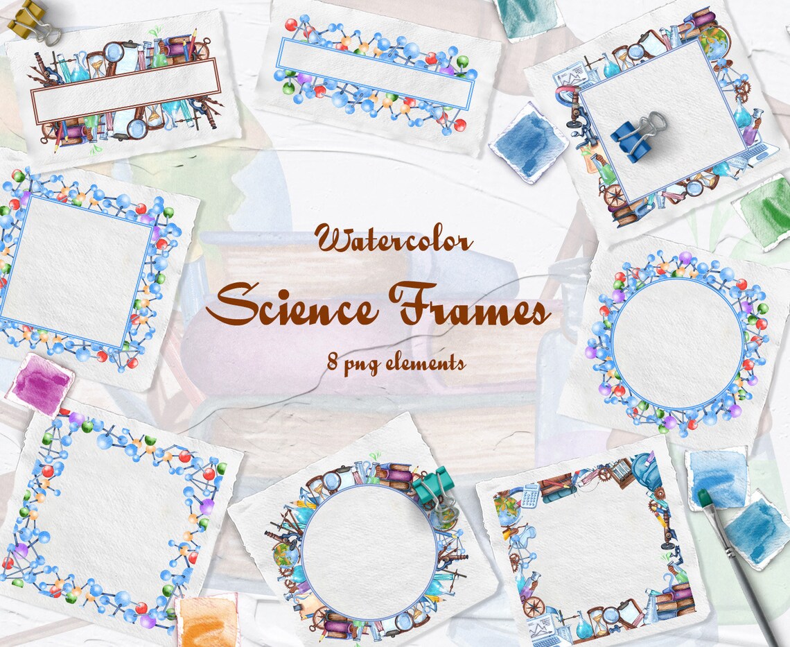 Science Watercolor Clipart. Back to School. Science Frame. - Etsy