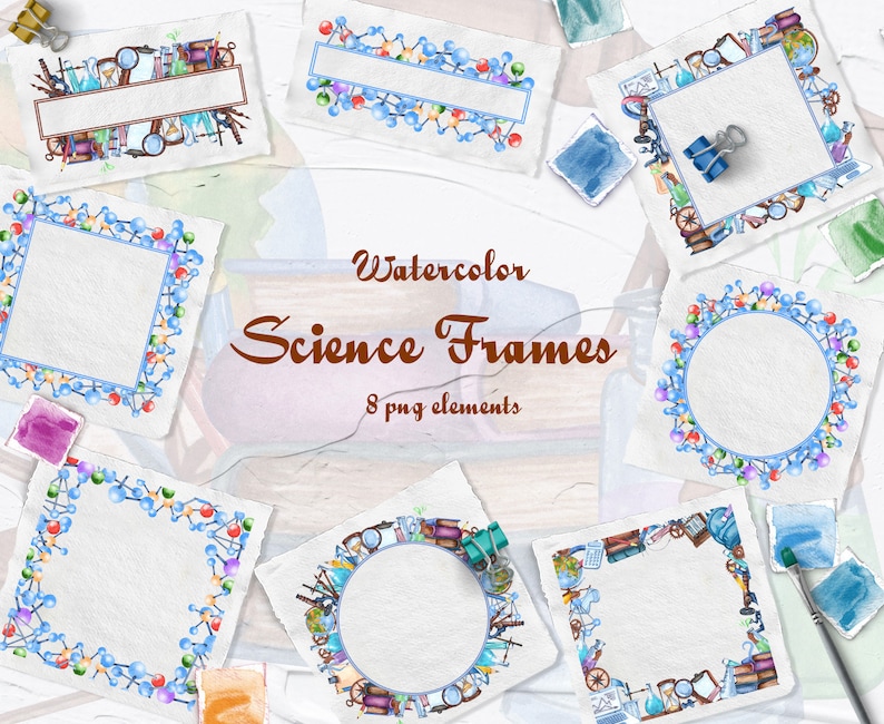 Science Watercolor Clipart. Back to School. Science Frame. - Etsy