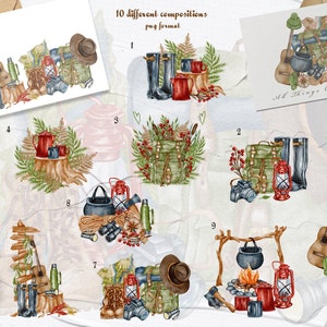 Camping Watercolor Clipart. Woodland Camping Clipart. Watercolor Wild ...