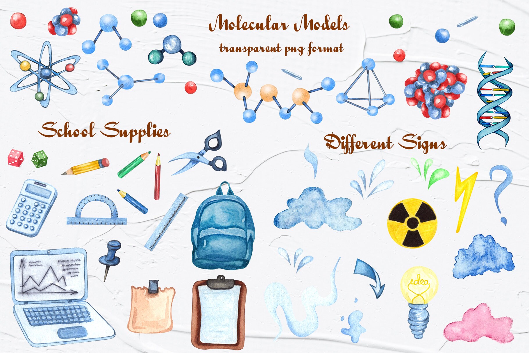 Science Watercolor Clipart. Back to school chemistry | Etsy