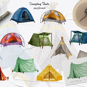 Camping Tents Clipart. Tents Watercolor Clipart. Wild Camping ...