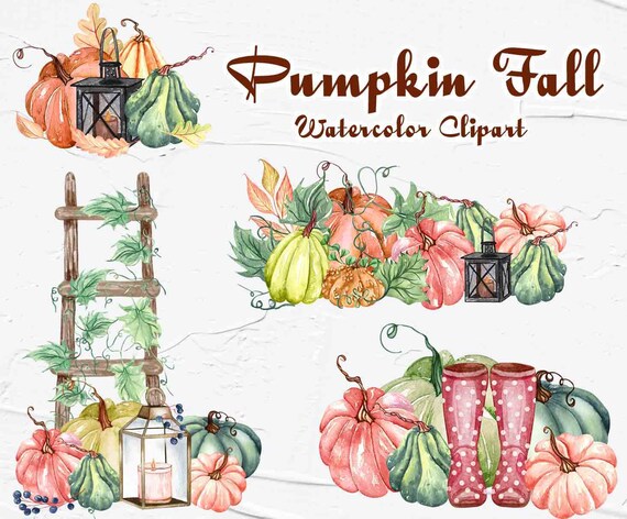 Watercolor Pumpkin Thanksgiving Clipart. Autumn Clipart. - Etsy
