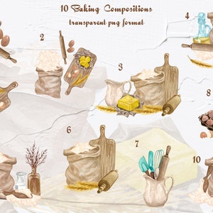 Baking Watercolor Clipart. Kitchen Clipart Bakery Logo Design. Pastry ...