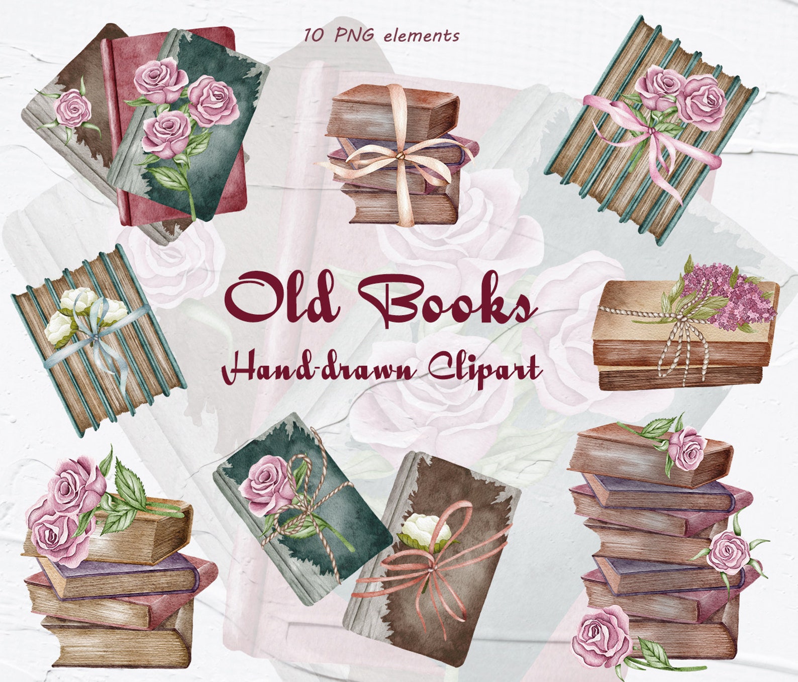 Books Clipart. Watercolor Books Clipart. Vintage Books. Old - Etsy