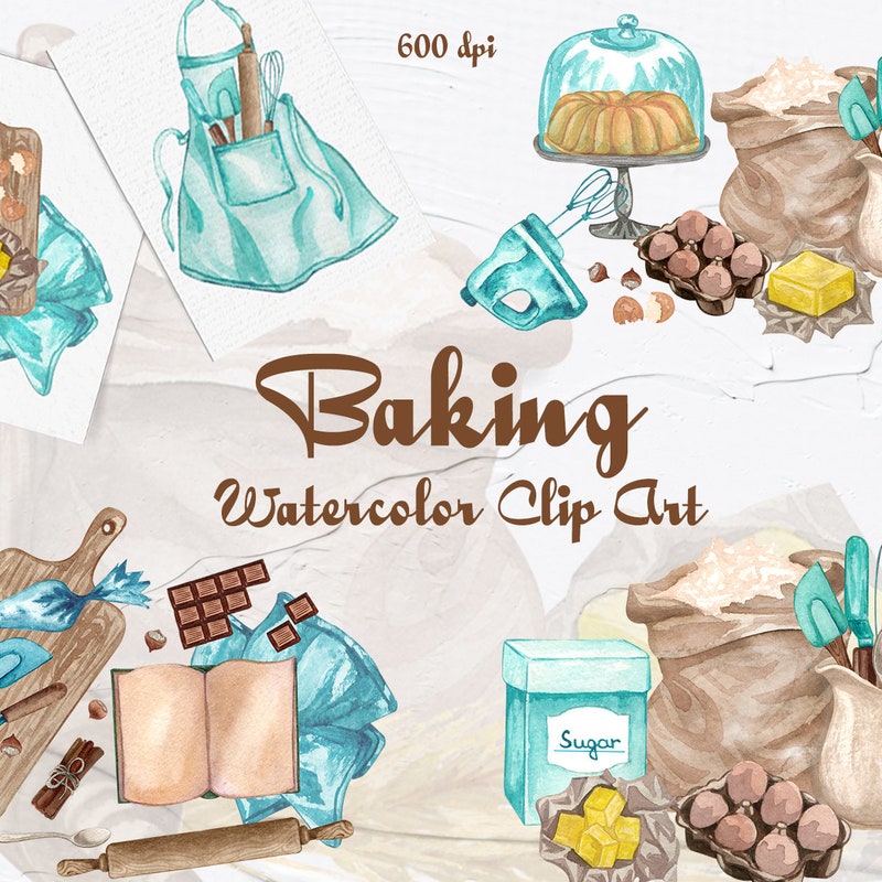 Watercolor Bakery Clipart - Etsy