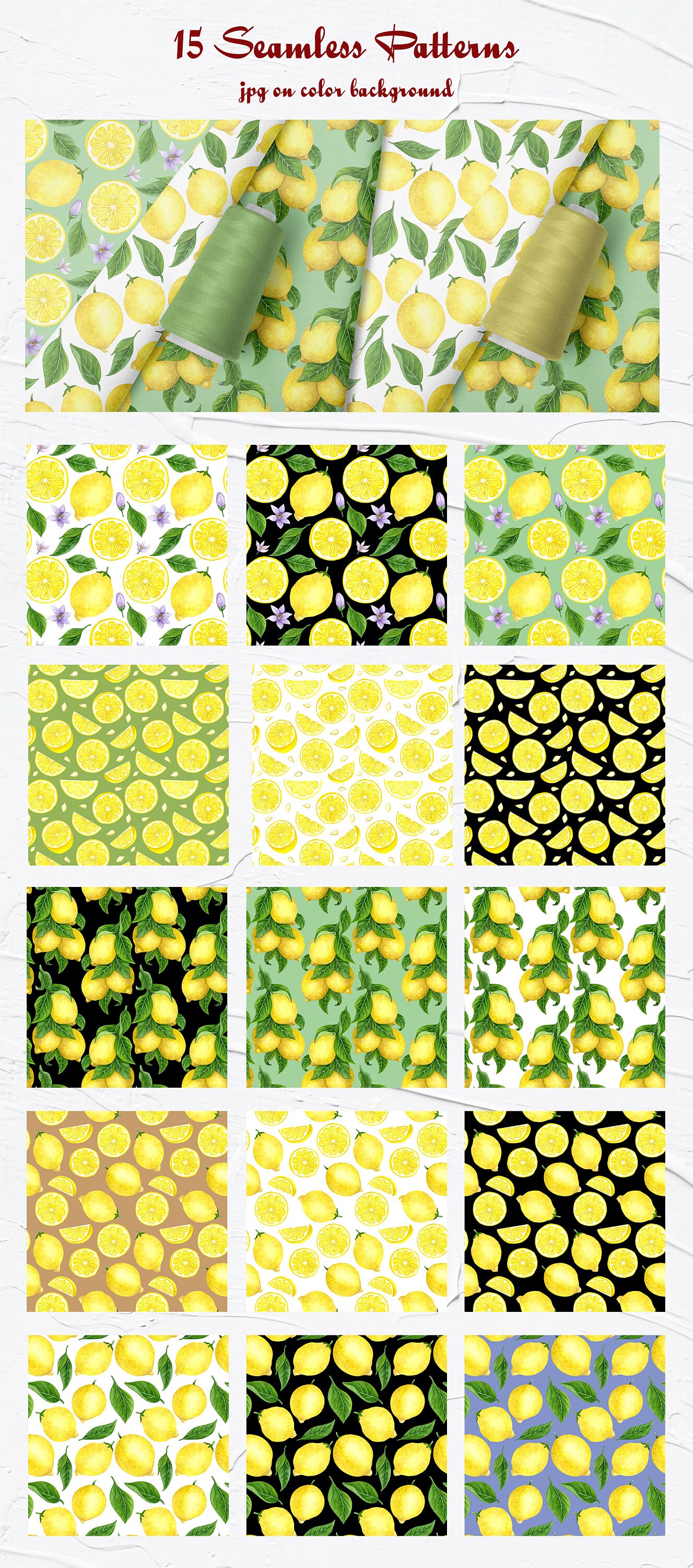 Lemon Digital Paper. Lemons Clipart. Lemon Seamless Patterts, Lemon ...