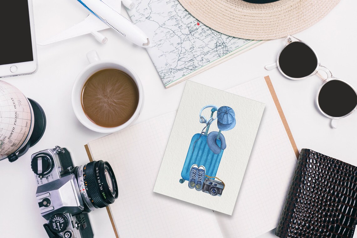 Travel Watercolor Clipart. Summer Holiday Vacation Clipart | Etsy