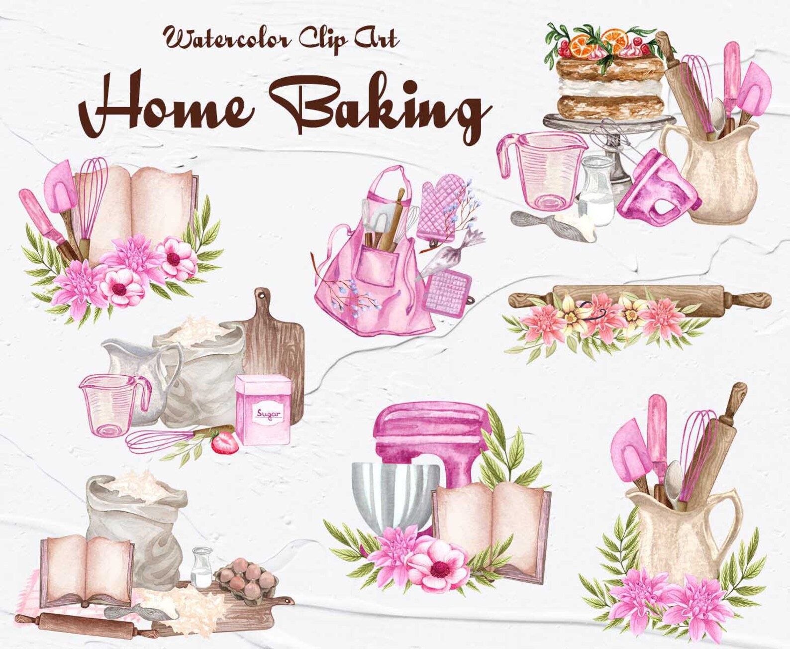 Baking Watercolor Clipart. Baking Supplies Illustration. - Etsy