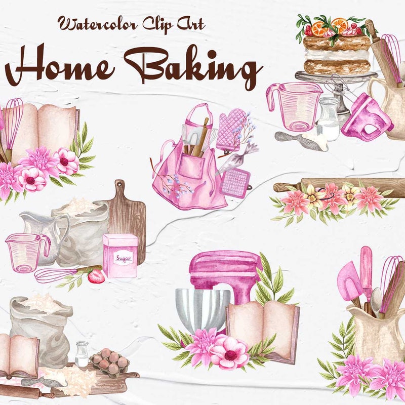 Watercolor Bakery Clipart - Etsy