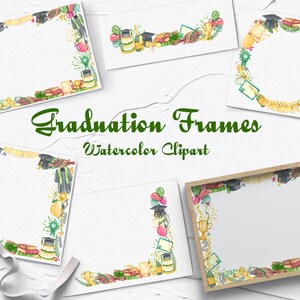 Graduation Clipart. Watercolor Graduation Frames. Party - Etsy Canada