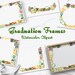 Graduation Clipart. Watercolor Graduation Frames. Party Decorations ...