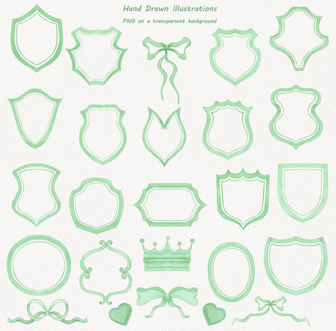 Crests Clipart. Wedding Crests. Watercolor Crests. Watercolor Green ...