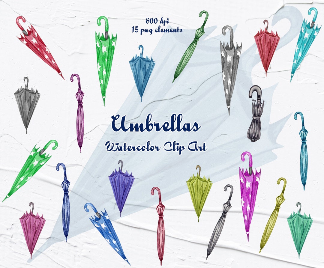 Umbrellas Watercolor Clipart. Umbrella Clipart. Watercolor Umbrella ...