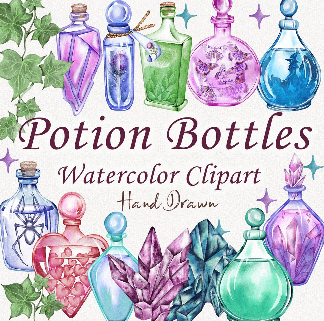 Watercolor Magic Potion Clipart. Witch Clipart Bundle. Halloween PNG ...