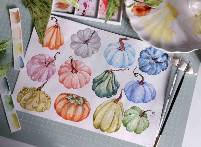 Pumpkin Watercolor Clipart. Thanksgiving Clipart. Autumn Clipart ...