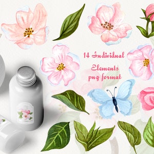 Apple Blossom Watercolor Set. Realistic Flower Clip Art for Instant ...