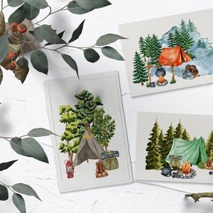 Camping Watercolor Clipart. Woodland Landscape. Watercolor Wild Camping ...