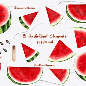 Watermelon Watercolor Clipart. Summer Fruit Clip Art, Watermelon Slice ...