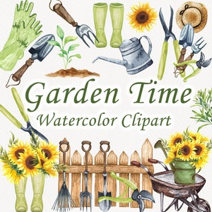 Garden Clipart. Gardening Watercolor Clipart. Garden Tools Png ...