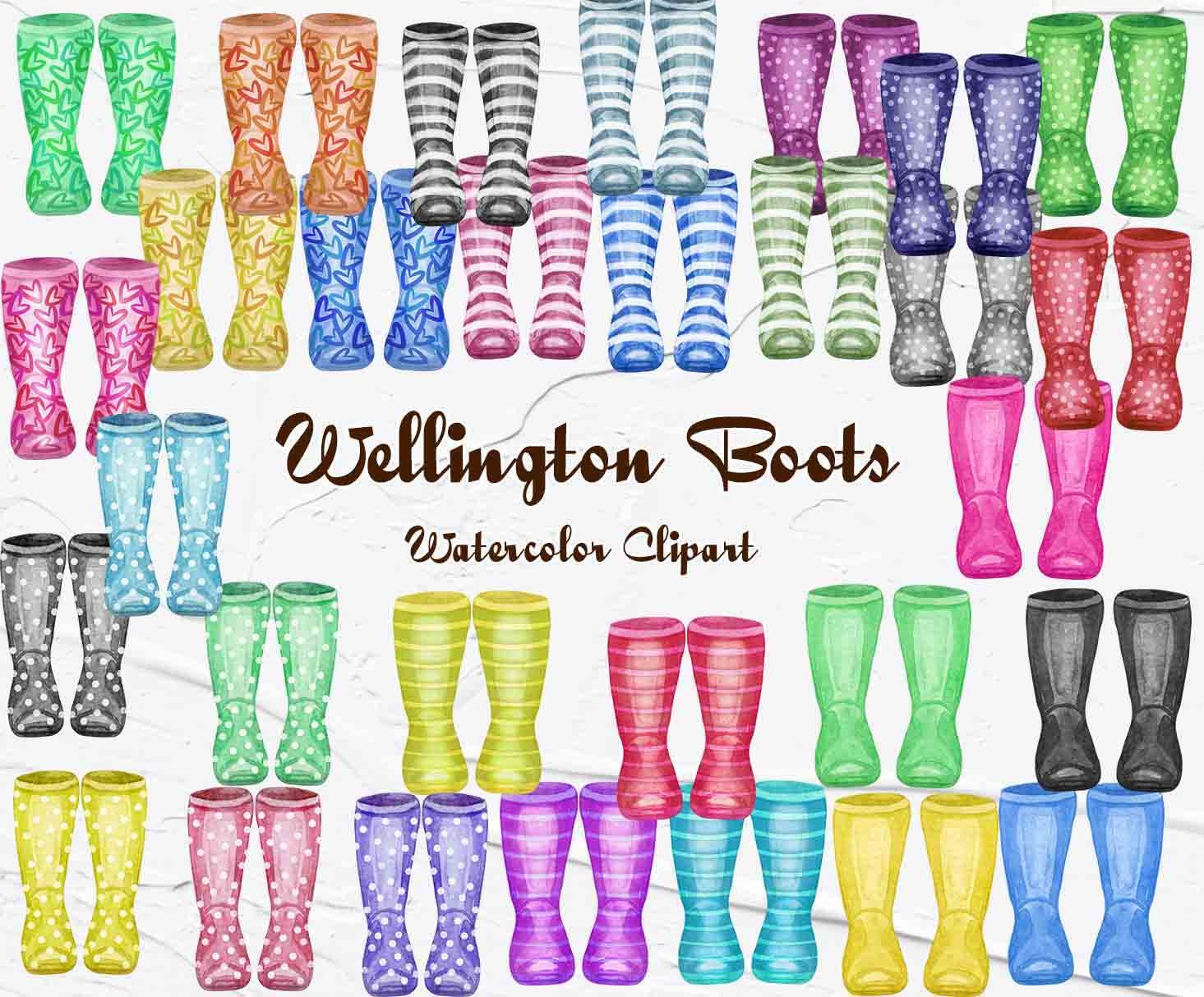 Wellington Boot Clipart. Rain Boots Clipart. Kids Wellies. Watercolor ...