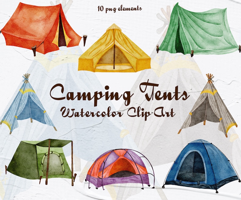 Camping Tents Clipart. Tents Watercolor Clipart. Wild Camping ...