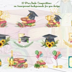 Graduation Clipart. Watercolor Graduation Clipart. Party - Etsy
