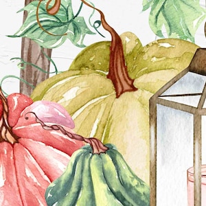 Watercolor Pumpkin Thanksgiving Clipart. Autumn Clipart. Rustic ...