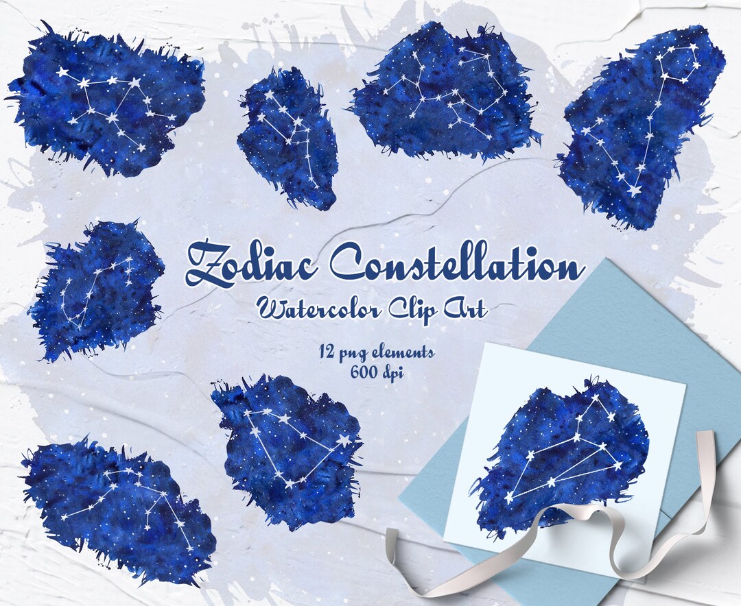 Zodiac Constellation Clipart. Star Signs Watercolor. Celestial - Etsy