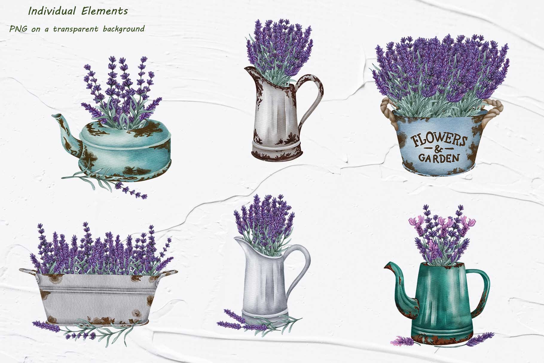 Watercolor Lavender Clipart. Vintage Lavandula Clipart. Rustic - Etsy
