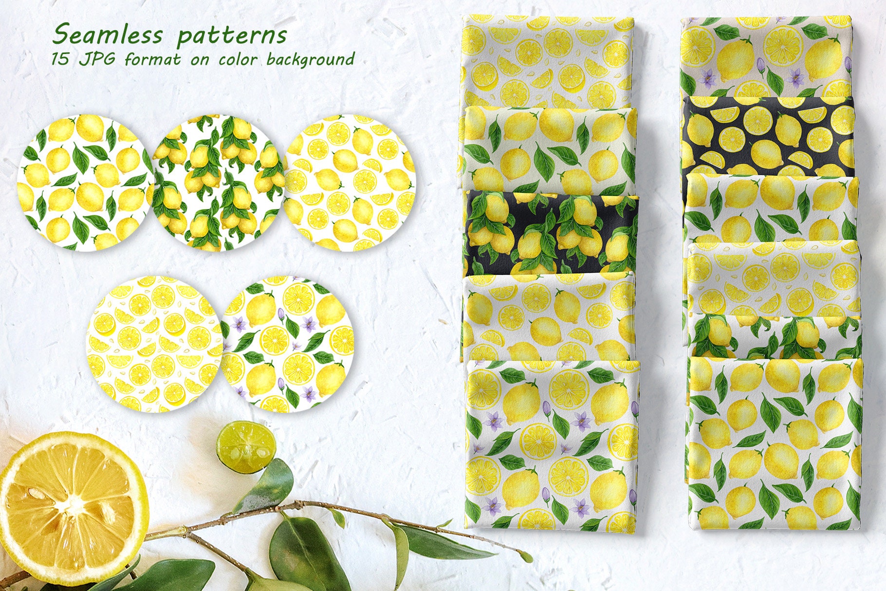Lemon Digital Paper. Lemons Clipart. Lemon Seamless Patterts, Lemon ...