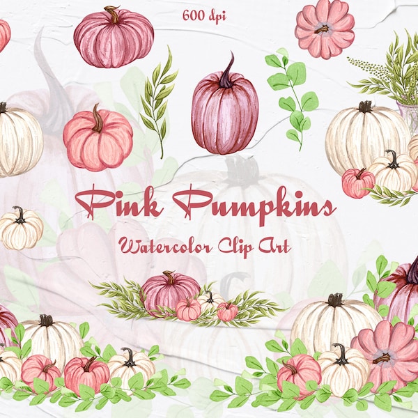 Pink Pumpkin Clipart - Etsy